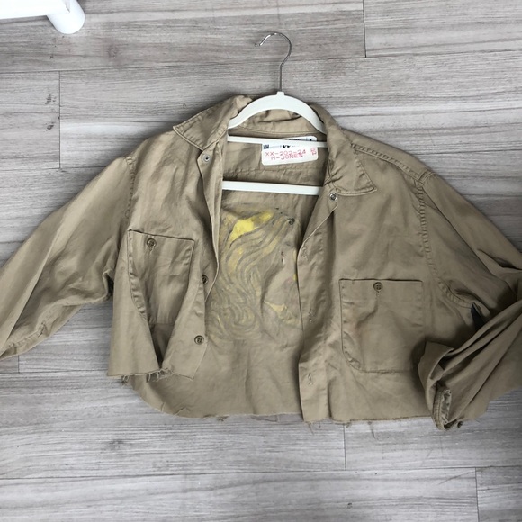 Jackets & Coats | Vintage Painted Army Crop Jacket | Poshmark